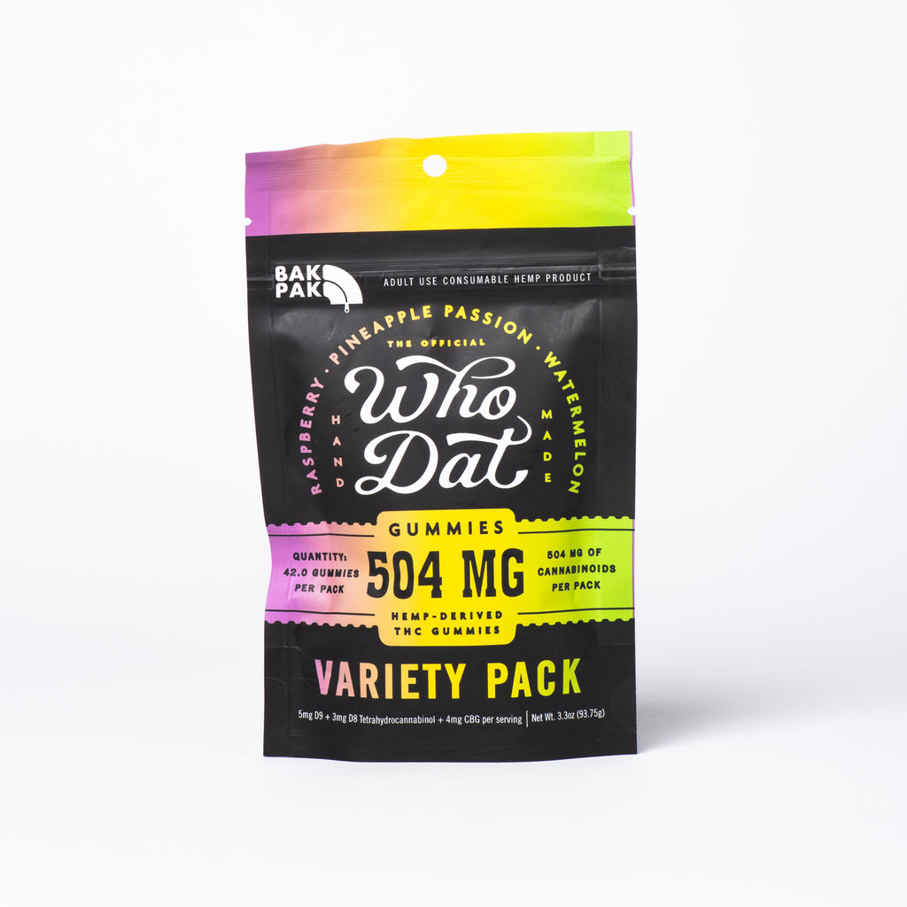 Who Dat Variety Pack Gummies 504mg THC+CBG – BakPak